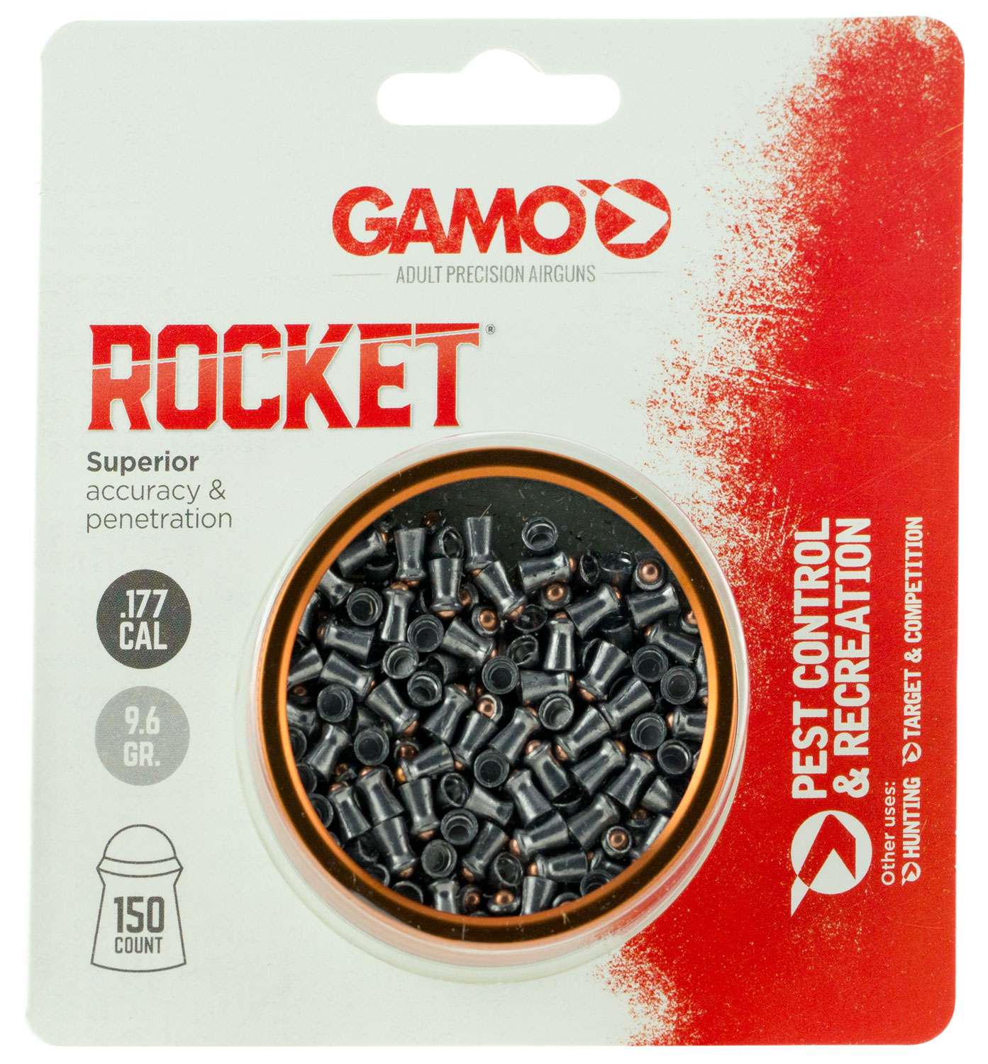 Gamo 632127454 Rocket .177 Pellet Rounded Tip 150 Per Tin | Range USA