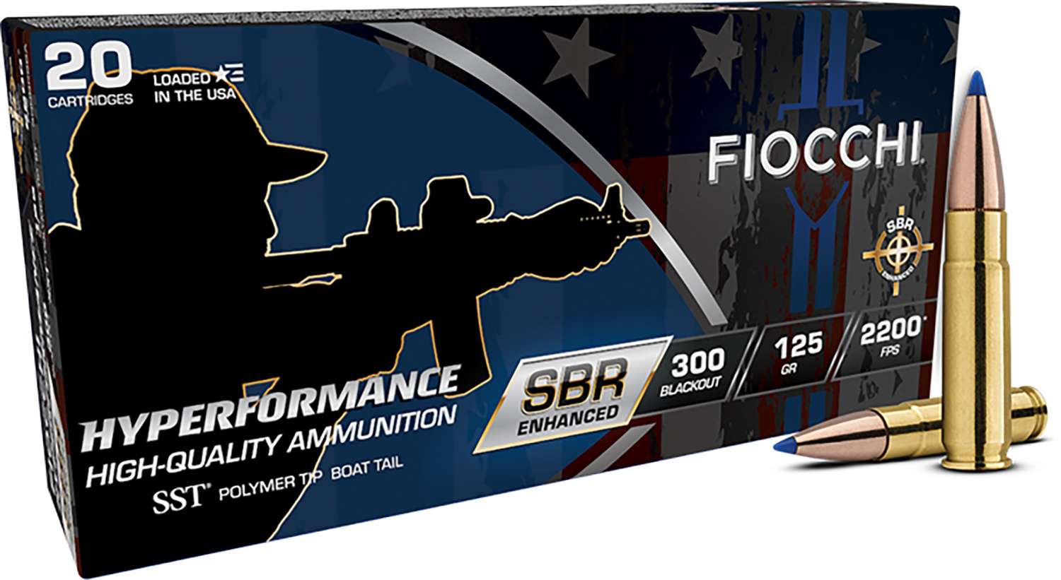 FIOCCHI HYPERFORMANCE SBR ENHANCED AMO 300 BLACKOUT 125GR SST 20RD BOX ...