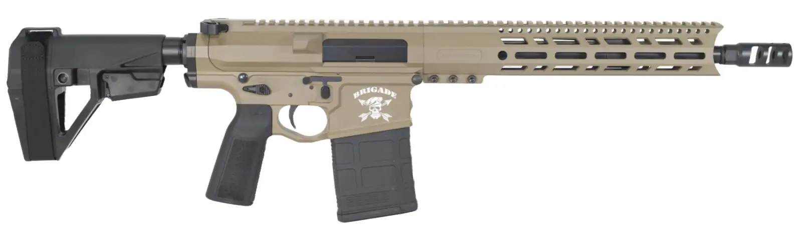 BRIGADE BM-10LR, .308 Win, 12.5" Barrel, FDE, SBA5 Pistol Brace, M-LOK ...