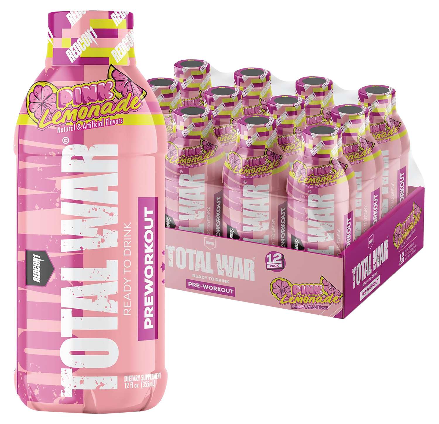 Redcon1 RC1TWRTDPL12 Total War Ready to Drink Pink Lemonade 12 Pack ...