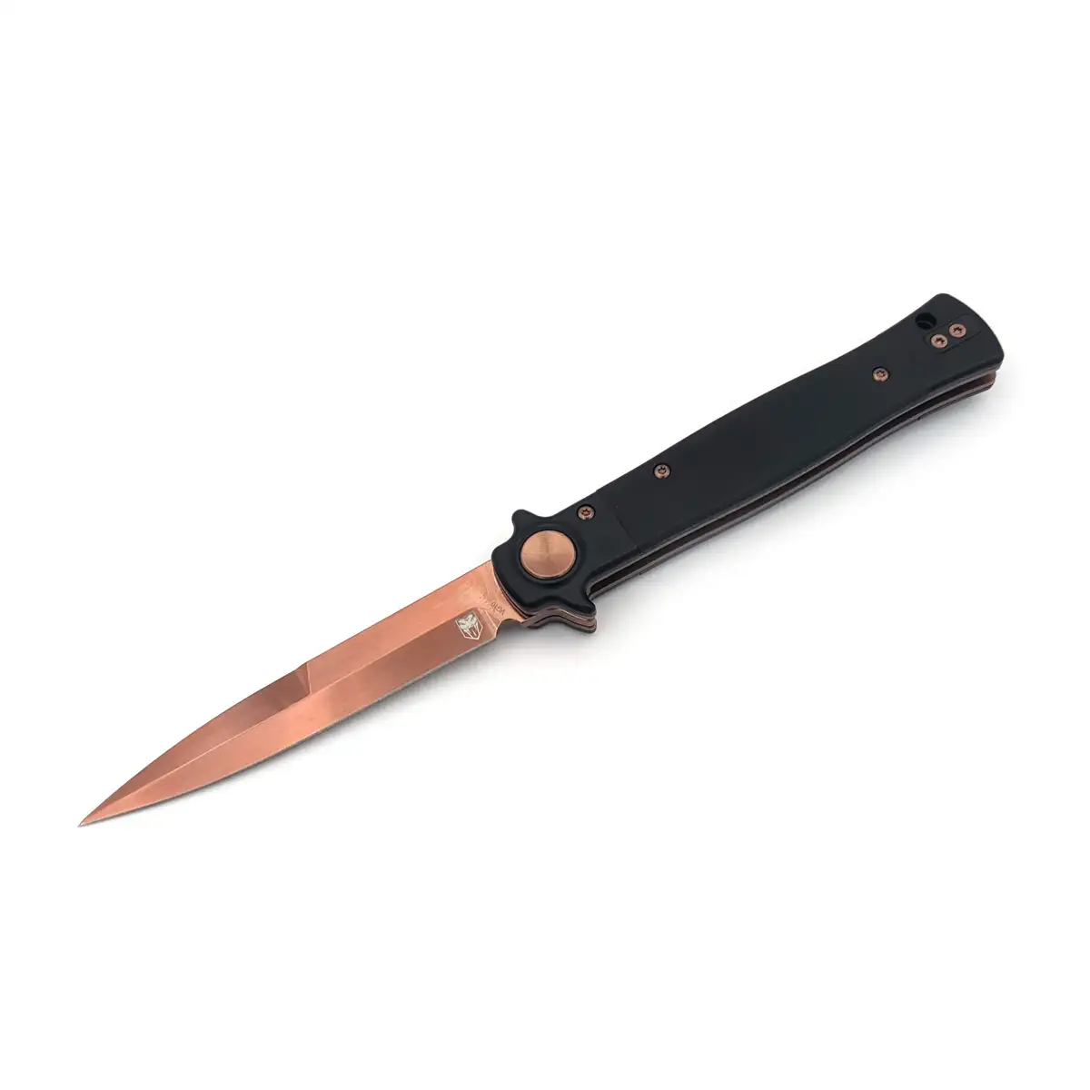 COBRATEC STILETTO 4" ROSE GOLD BLADE BLACK G-10 BUTTON LOCK | Range USA
