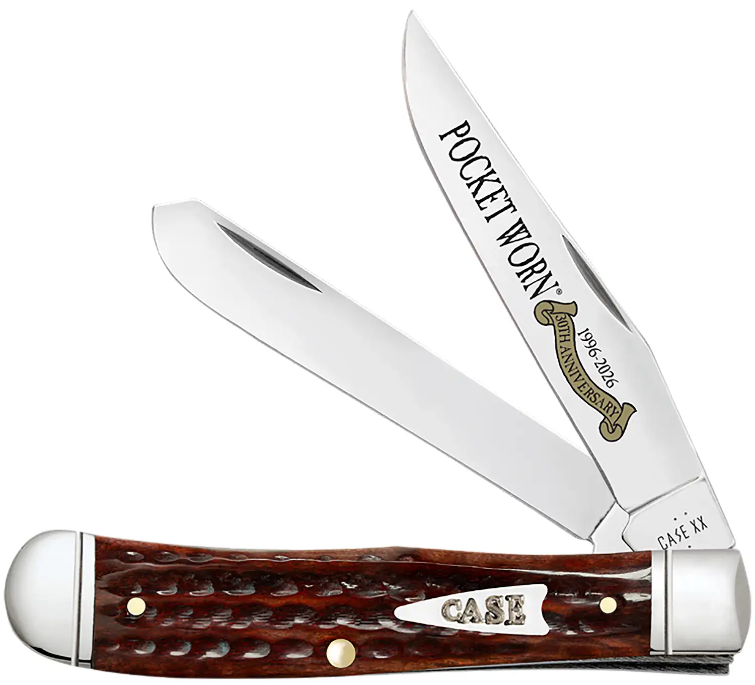 Case 55230 Pocket Worn Trapper Folding Clip Point/Spey Plain Mirror ...