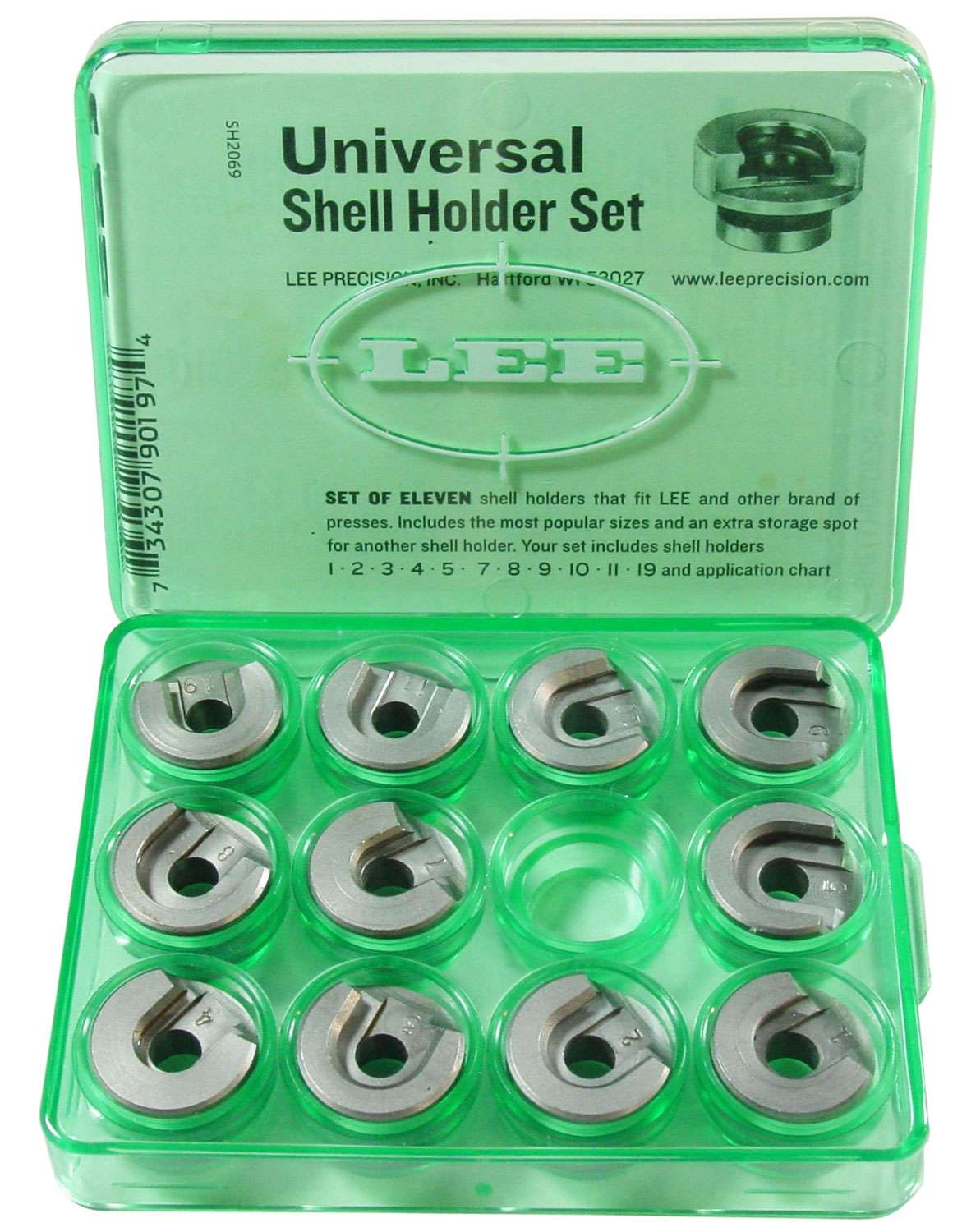 Lee 90197 Universal Shellholder Set 11 Green Storage Box Larry s lee-90197-universal-shellholder-set-11-green-storage-box-larry-s