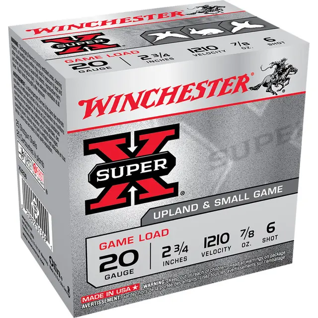Winchester Ammo XU206 Super-X Game Load 20 Gauge 2.75" 7/8 oz 6 Shot 25 ...