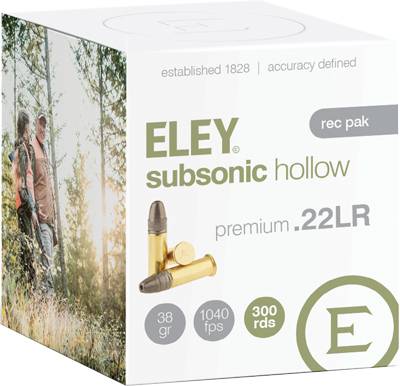 ELEY SUBSONIC HOLLOW POINT 22LR 38GR. 300RD REC. PACK | Range USA