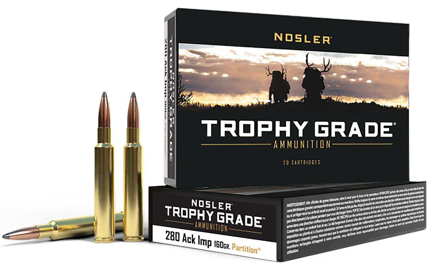 Nosler 60044 Trophy Grade 280 Ackley Improved 160 gr Partition (PT) 20 ...