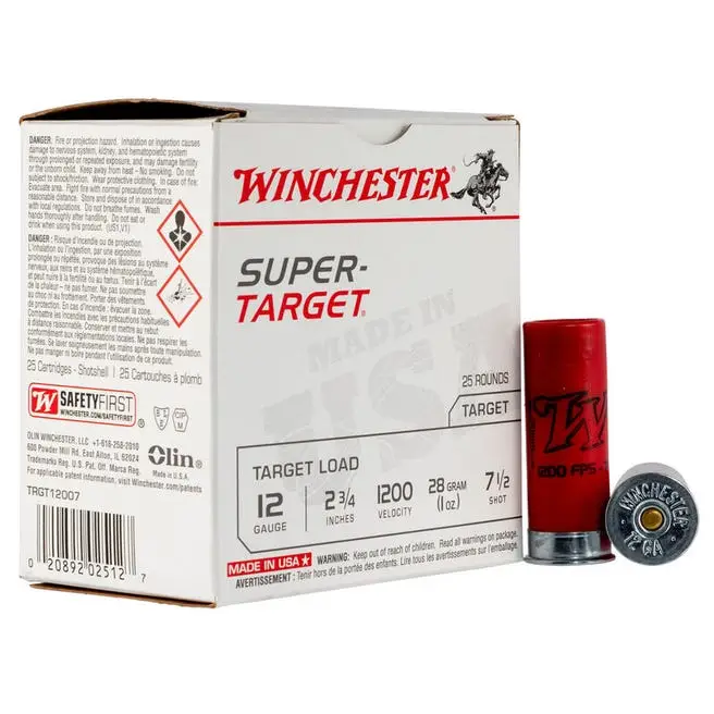Winchester Ammo TRGT12007 Super Target 12 Gauge 2.75" 1 oz 7.5 Shot 25 ...