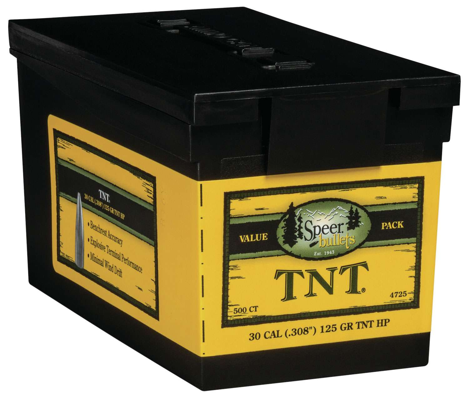 Speer 4725 TNT 30 Cal 308 125 Gr Jacketed Hollow Point JHP 500 Per Speer 4725 TNT 30 Cal 308 125 Gr Jacketed Hollow Point JHP 500 Per